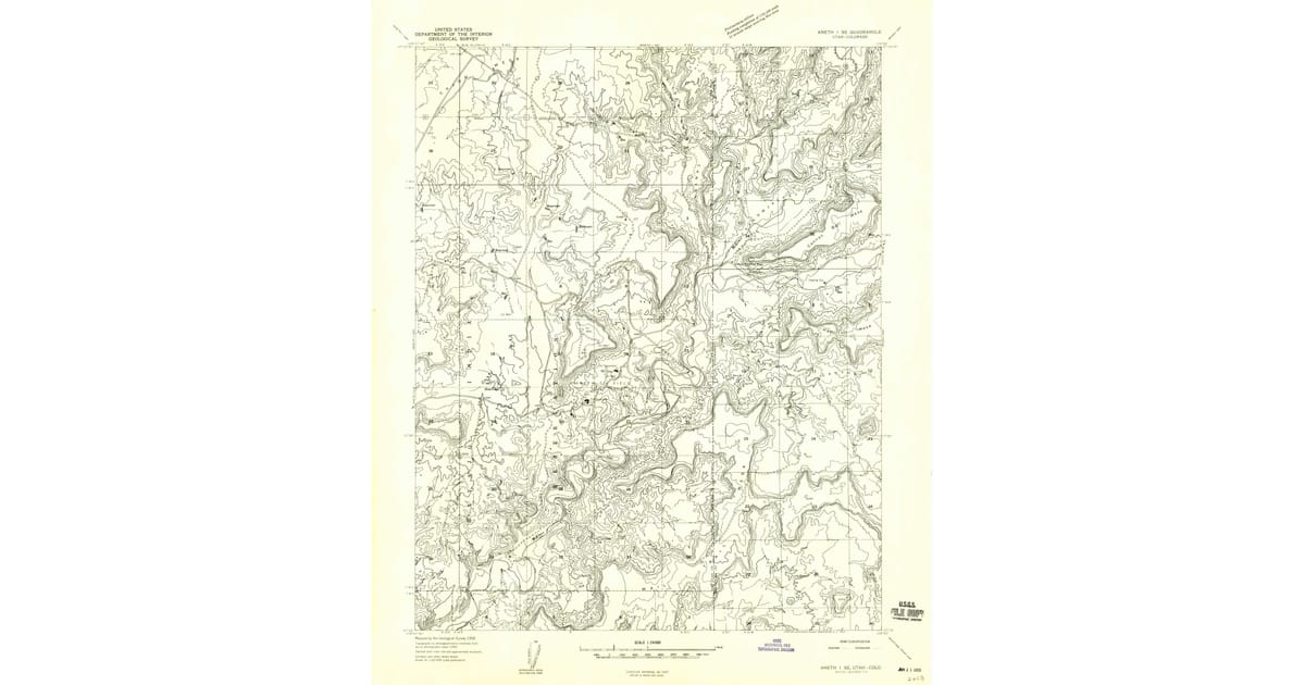 1958 Map of Aneth 1 SE, San Juan County, UT — High-Res | Pastmaps