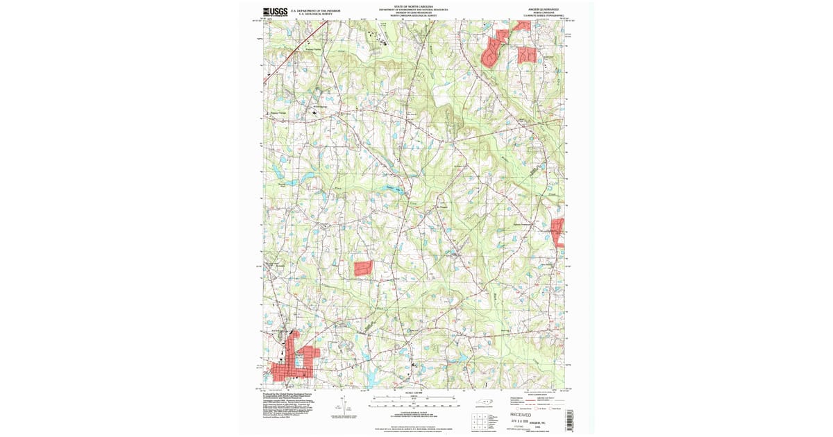 1993 Map of Angier, NC — High-Res | Pastmaps