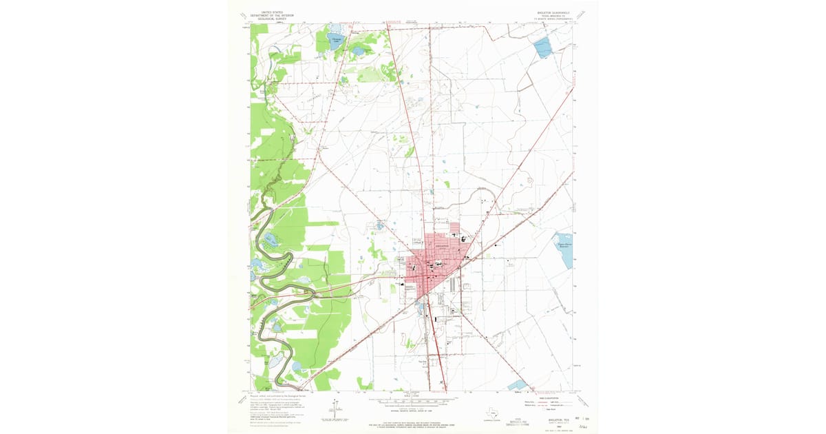 1963 Map of Angleton, TX — High-Res, 1975 Print | Pastmaps