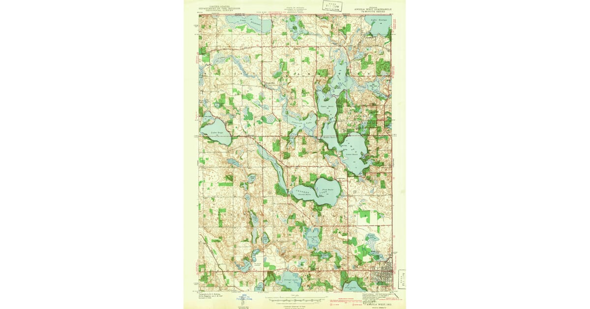 1942 Map of Angola West, Steuben County, IN — High-Res | Pastmaps