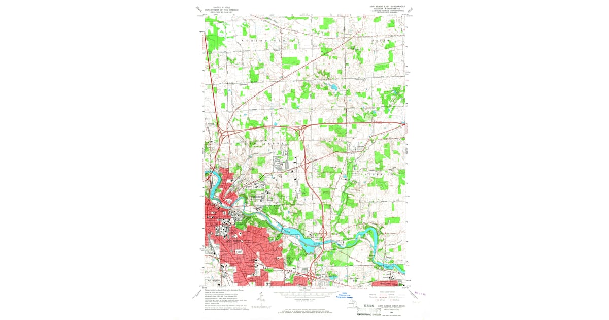 1965 Map of Ann Arbor East, Washtenaw County, MI — High-Res | Pastmaps
