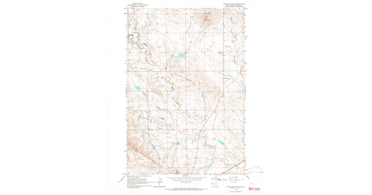 1965 Map of Antelope Butte, Butte County, SD — High-Res, 1966 Print #2 ...