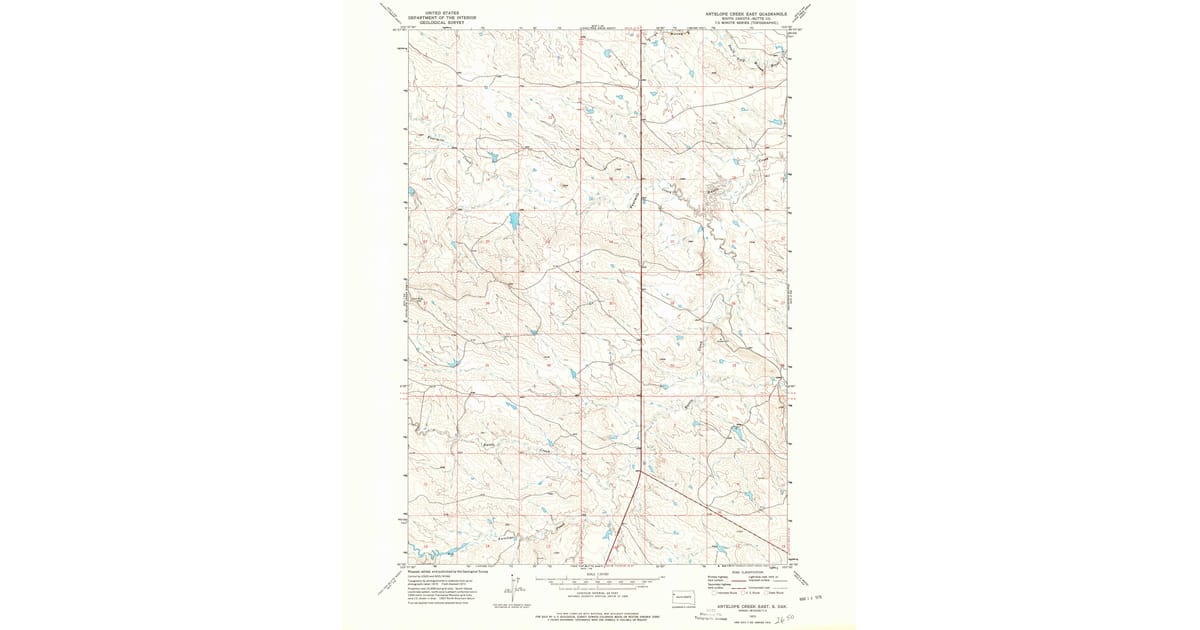 1973 Map of Antelope Creek East, Butte County, SD — High-Res | Pastmaps