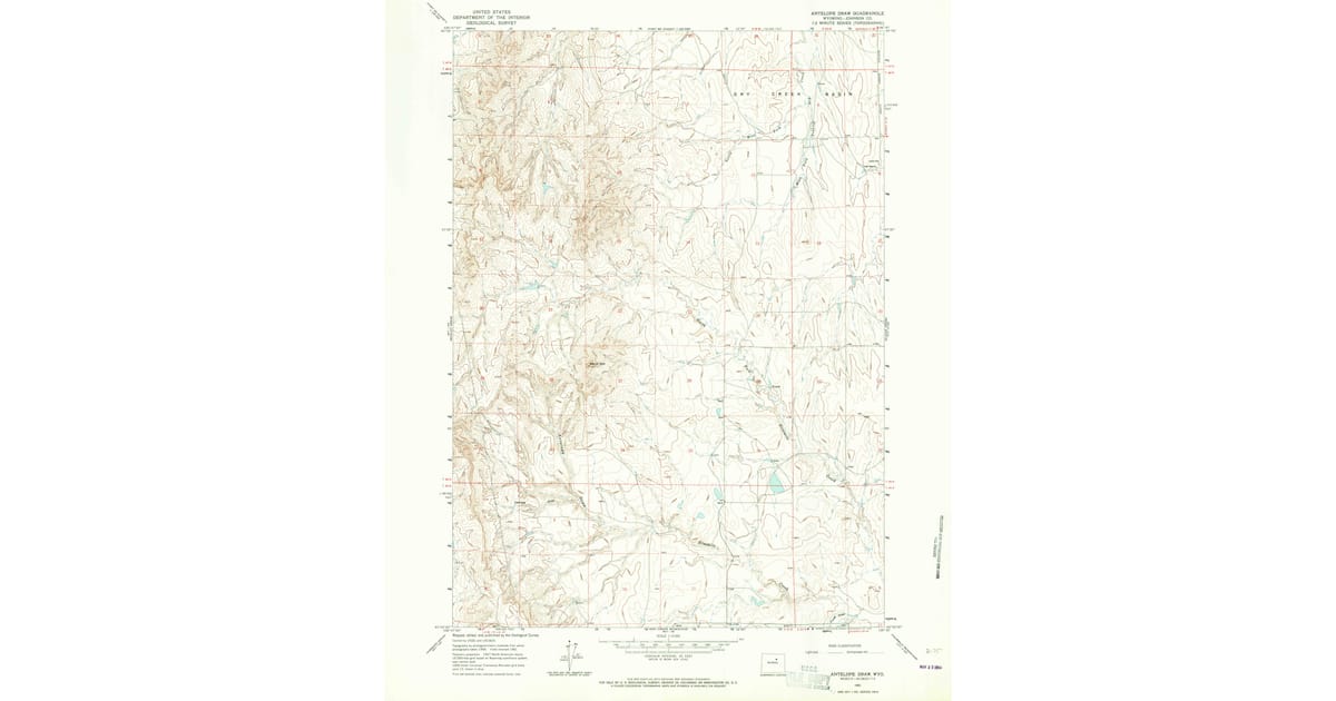 1961 Map of Antelope Draw, Johnson County, WY — High-Res | Pastmaps