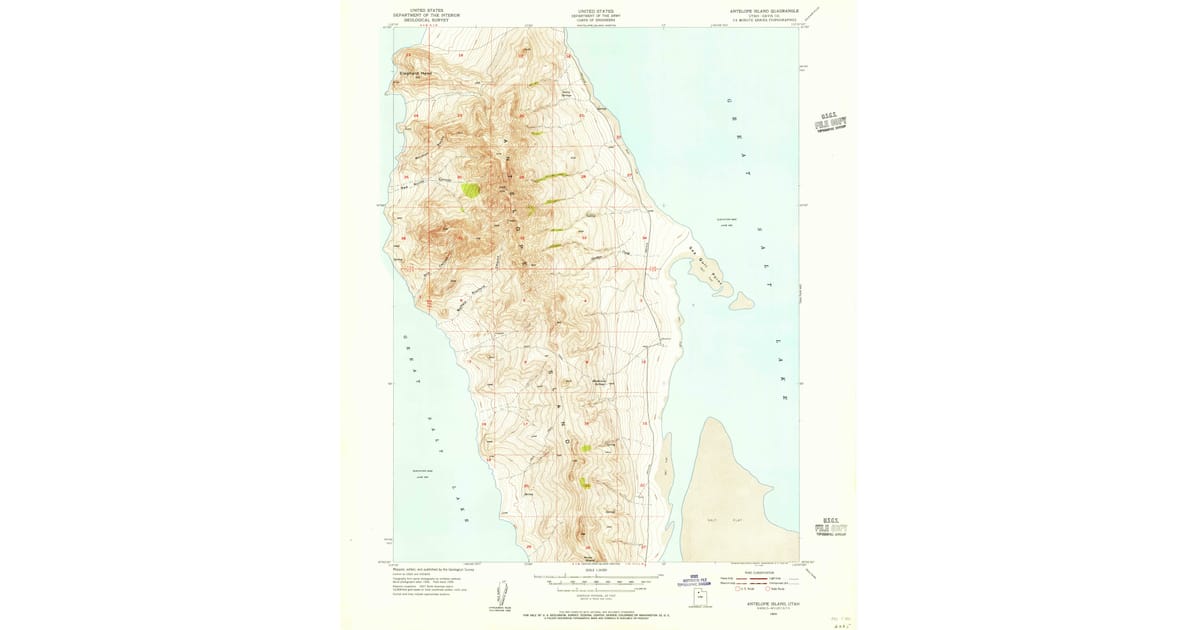 1954 Map of Antelope Island, Davis County, UT — High-Res | Pastmaps
