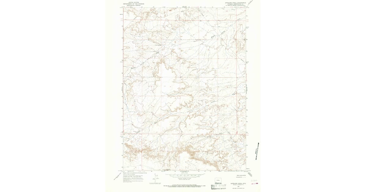 1964 Map of Antelope Knoll, Sweetwater County, WY — High-Res | Pastmaps