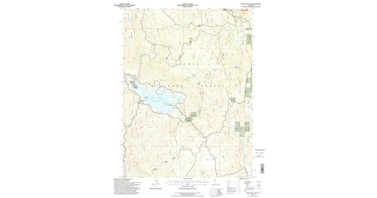 1994 Map of Antelope Lake, Plumas County, CA — High-Res | Pastmaps