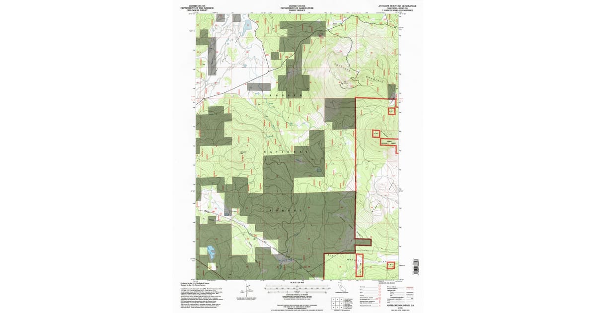 1995 Map of Antelope Mountain, Lassen County, CA — High-Res | Pastmaps