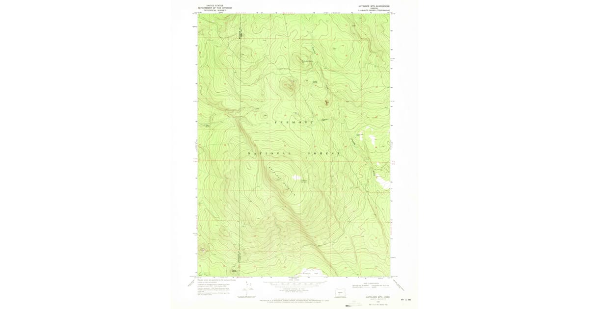 1968 Map of Antelope Mtn, Lake County, OR — High-Res | Pastmaps