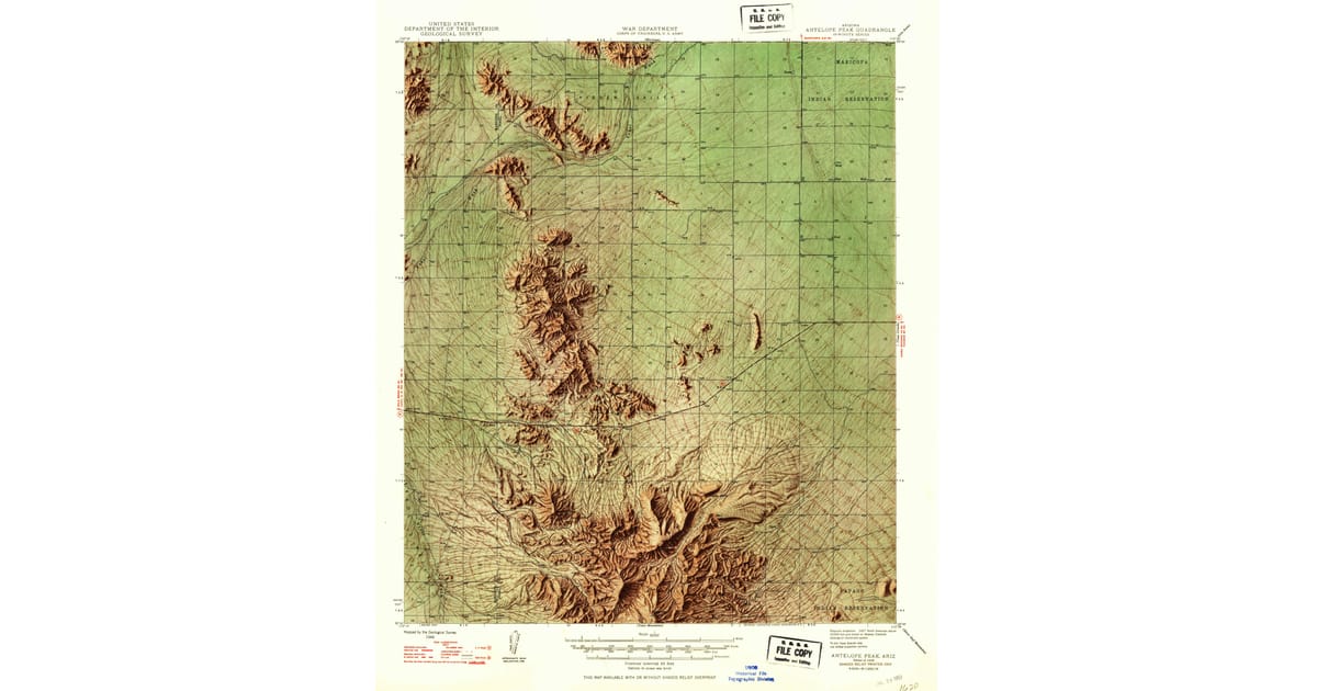 1948 Map of Antelope Peak, Pinal County, AZ — High-Res | Pastmaps