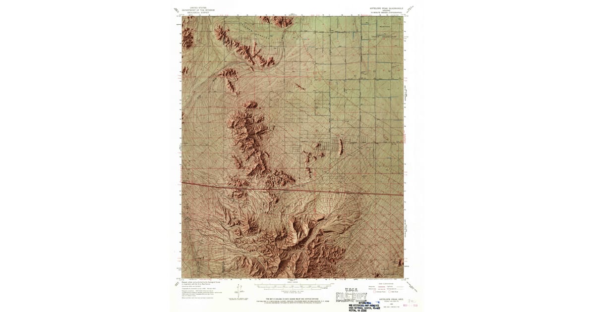 1963 Map of Antelope Peak, Pinal County, AZ — High-Res, 1968 Print ...
