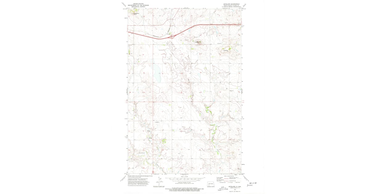 1973 Map of Antelope, Stark County, ND — High-Res | Pastmaps