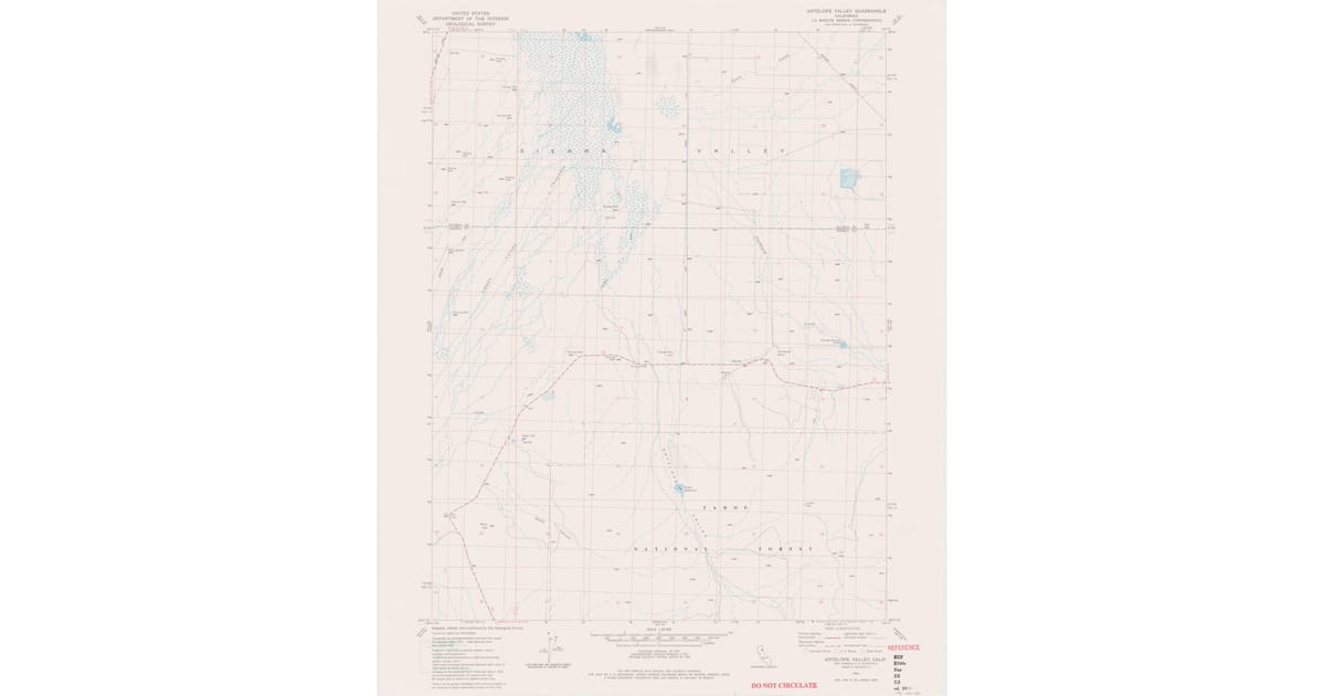 1981 Map of Antelope Valley, Sierra County, CA — High-Res, 1982 Print ...