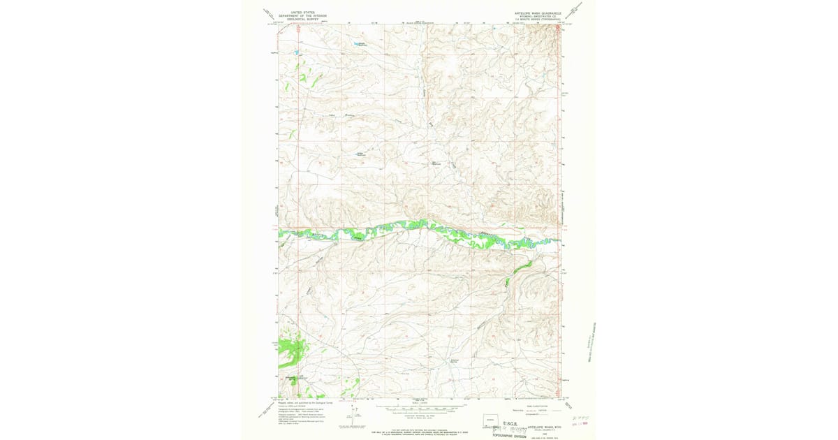 1964 Map of Antelope Wash, Sweetwater County, WY — High-Res | Pastmaps