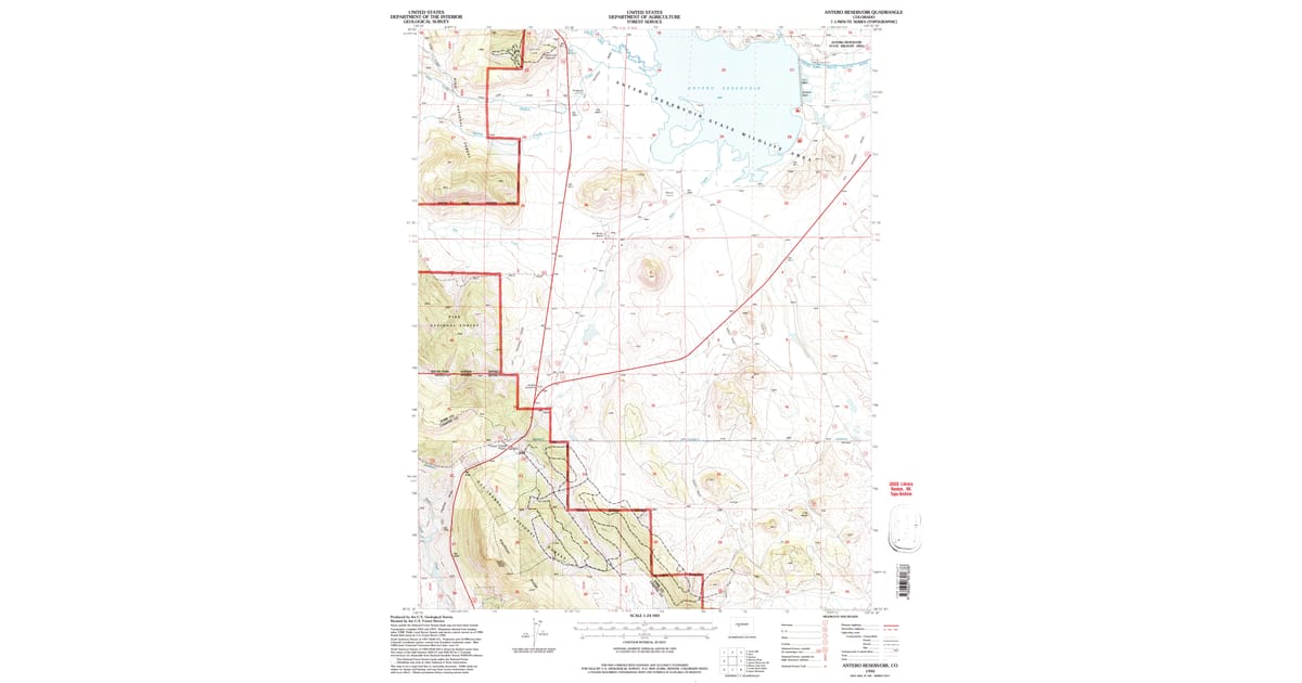 1994 Map of Antero Reservoir, Park County, CO — High-Res | Pastmaps
