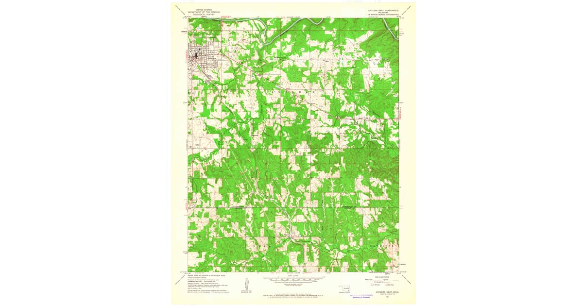 1961 Map of Antlers East, Pushmataha County, OK — High-Res | Pastmaps