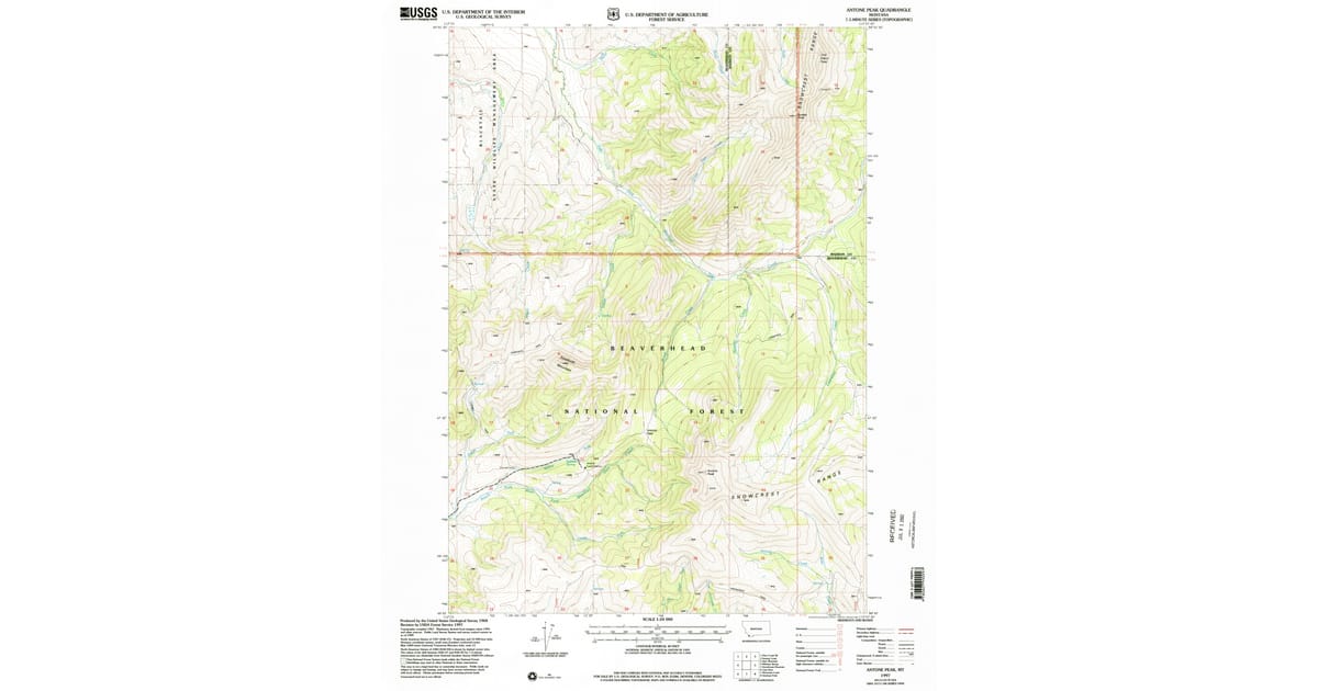 1997 Map of Antone Peak, Beaverhead County, MT — High-Res | Pastmaps