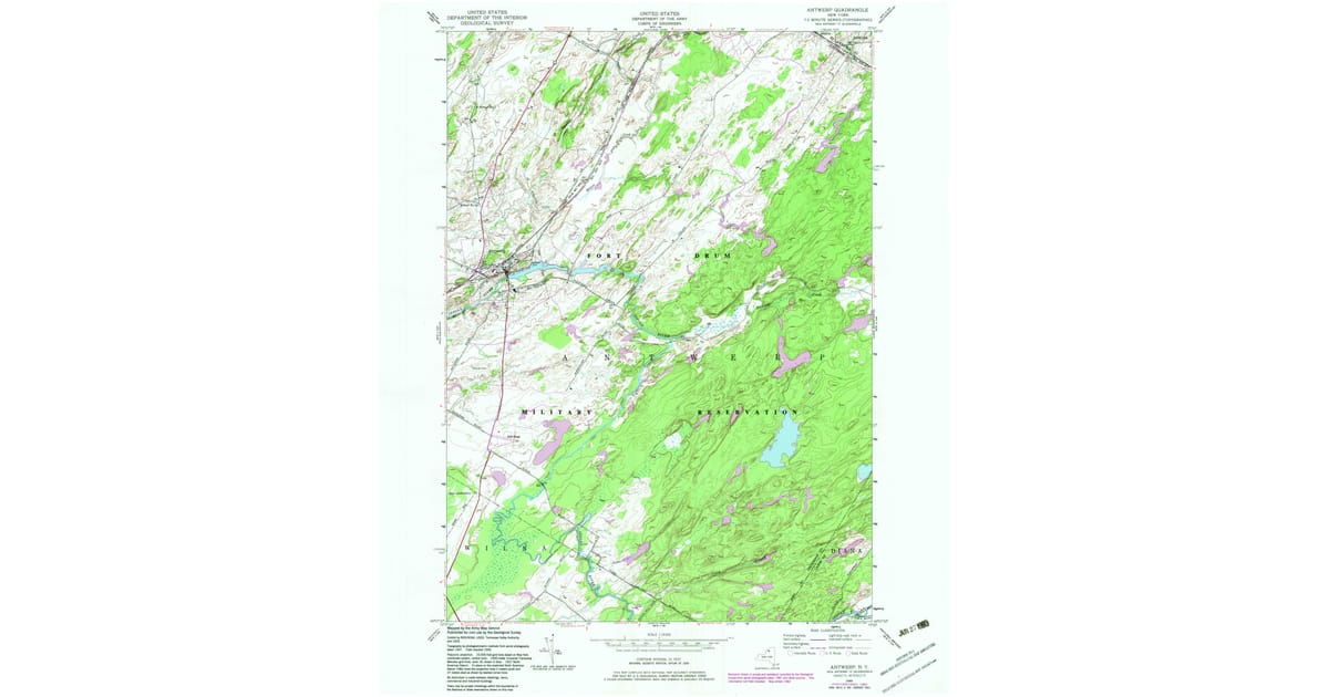 1949 Map of Antwerp, Jefferson County, NY — High-Res, 1982 Print | Pastmaps