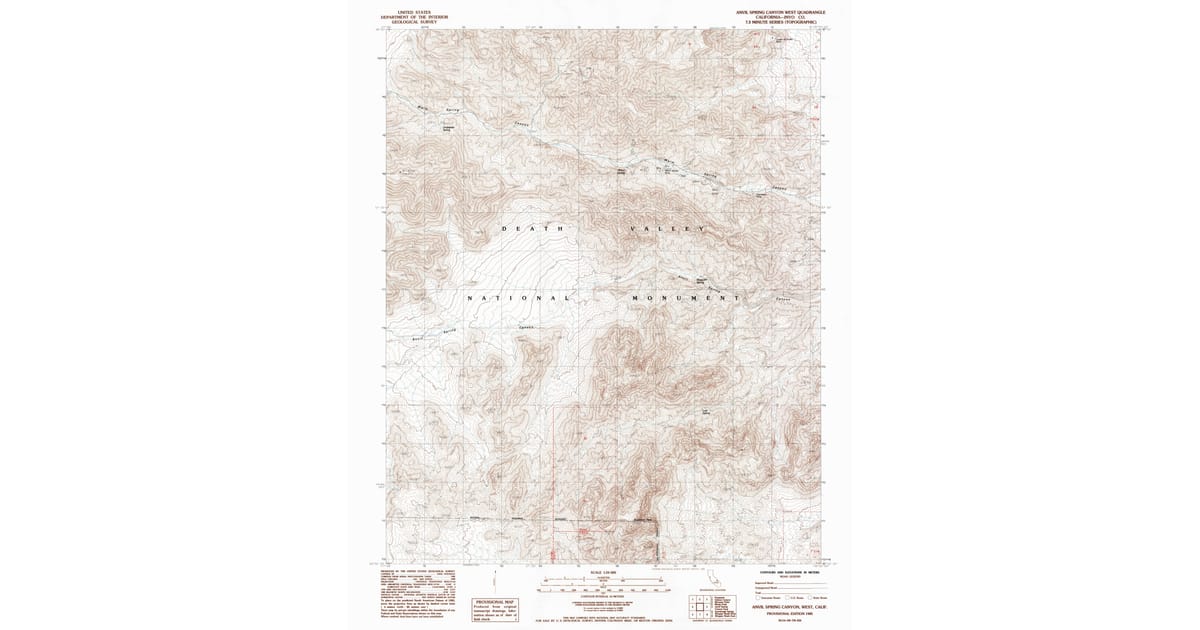 1985 Map of Anvil Spring Canyon West, Inyo County, CA — High-Res | Pastmaps