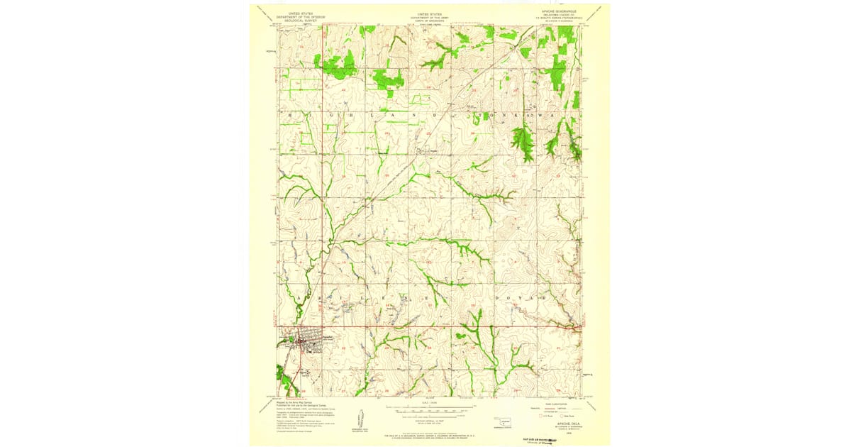 1956 Map of Apache, OK — High-Res | Pastmaps