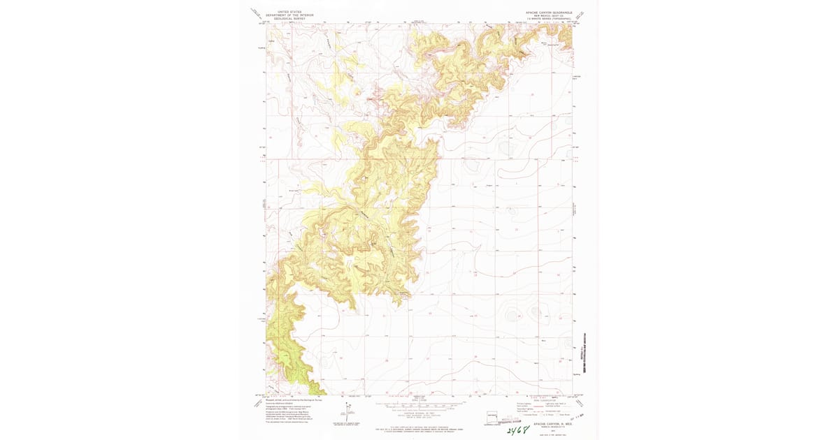 1971 Map of Apache Canyon, Quay County, NM — High-Res | Pastmaps
