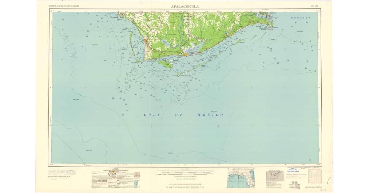 1960 Map of Apalachicola, FL — High-Res, 1960 Print #2 | Pastmaps