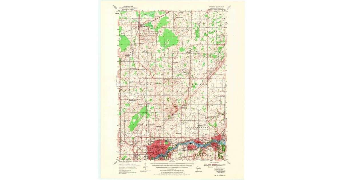 1955 Map of Appleton, WI — High-Res, 1971 Print | Pastmaps
