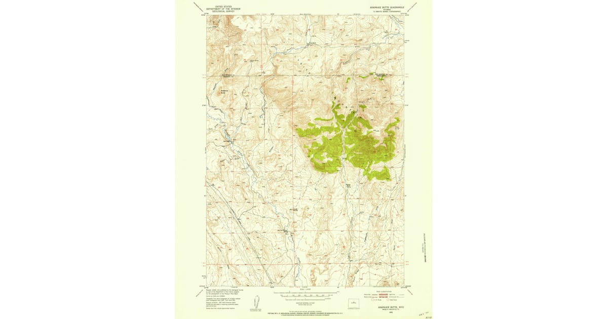 1952 Map of Arapahoe Butte, Fremont County, WY — High-Res | Pastmaps