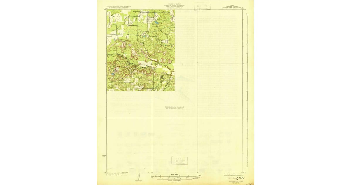 Old Maps of Archer City, TX for Hiking & Exploration | Pastmaps