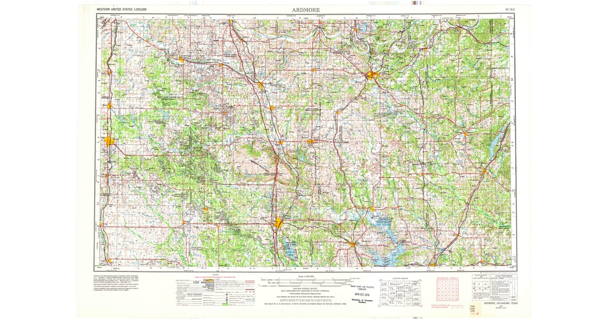 1957 Map of Ardmore, OK — High-Res, 1978 Print | Pastmaps