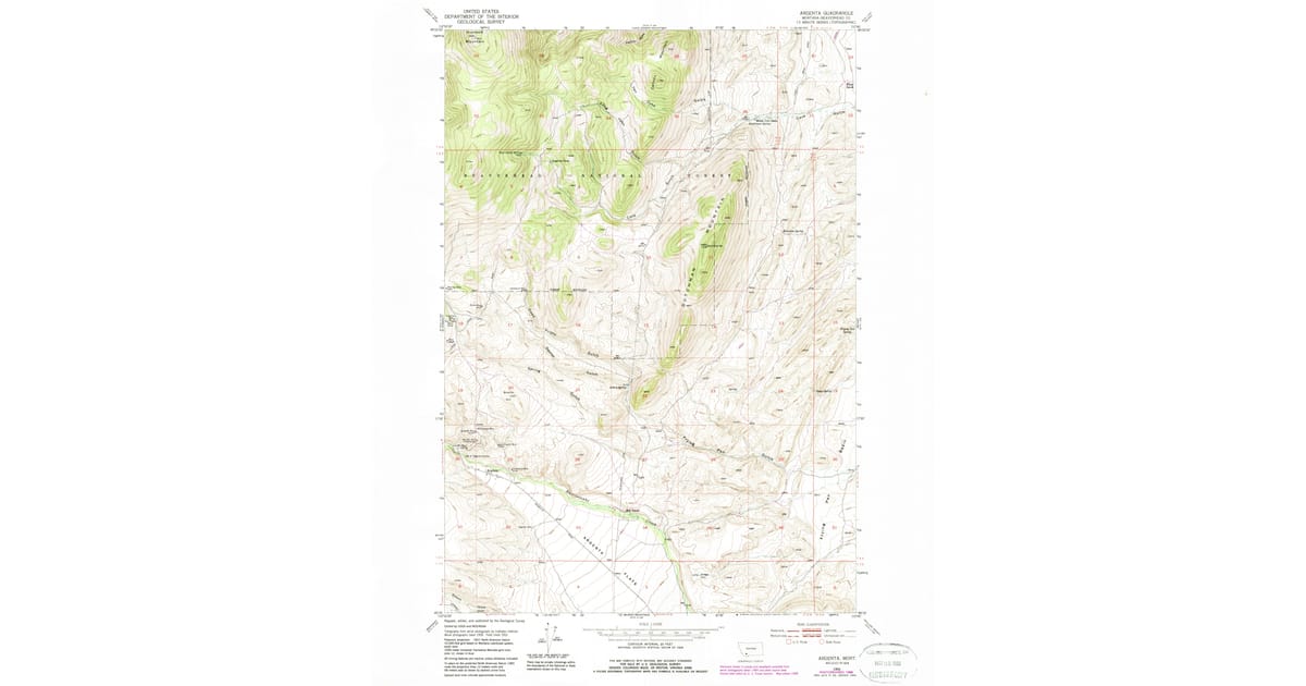1952 Map of Argenta, MT — High-Res, 1989 Print | Pastmaps