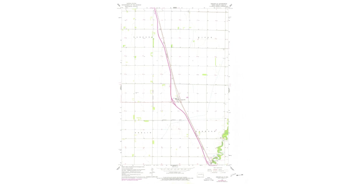 1963 Map of Argusville, ND — High-Res, 1977 Print | Pastmaps