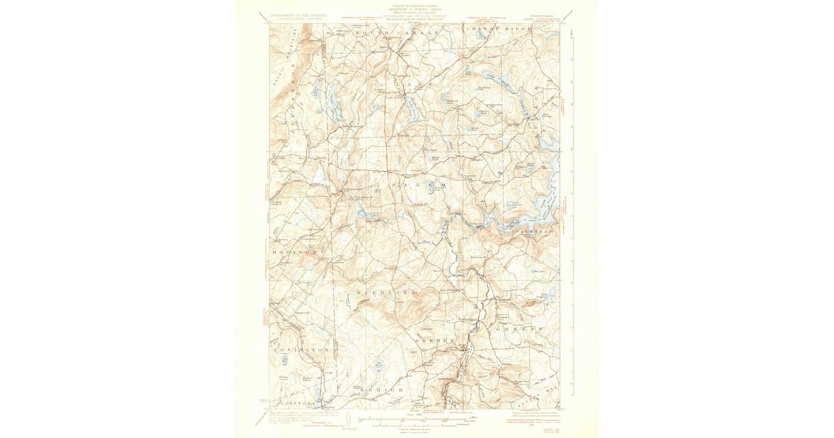 1932 Map of Ariel, Wayne County, PA — High-Res | Pastmaps