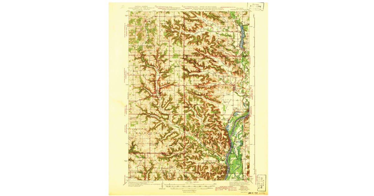1942 Map of Arkansaw, WI — High-Res, 1942 Print #2 | Pastmaps