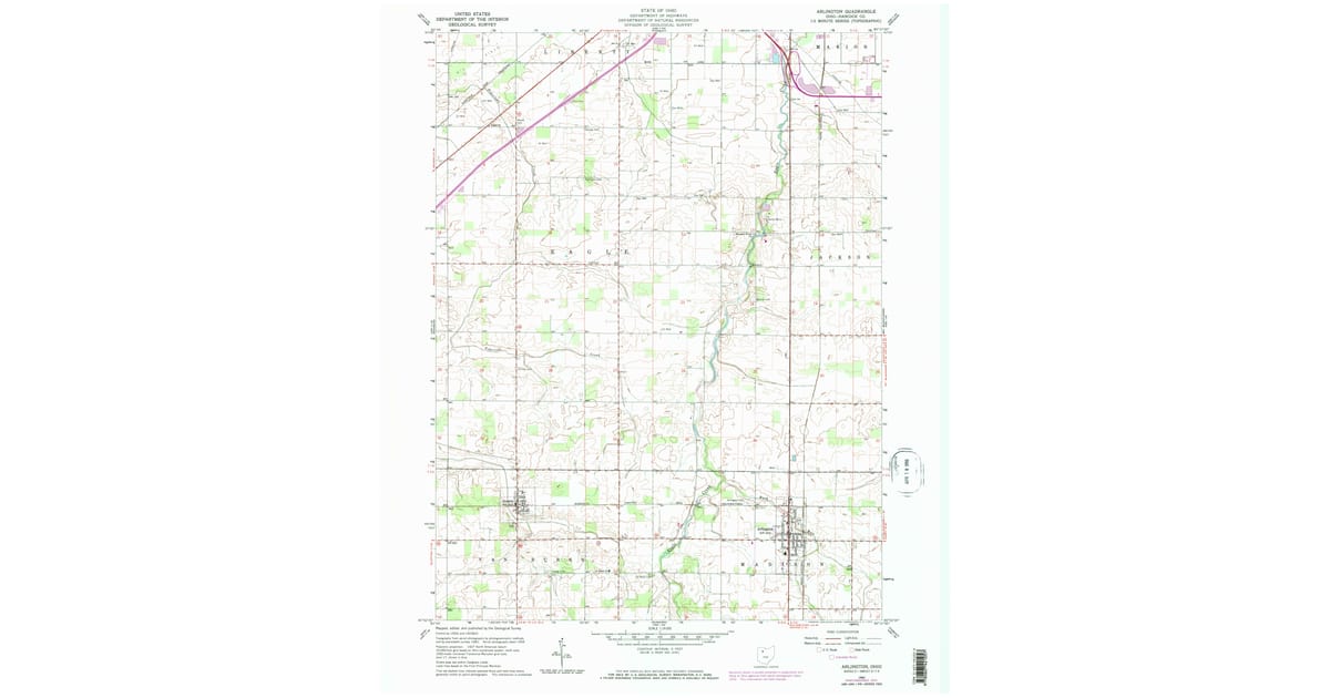 1960 Map of Arlington, OH — High-Res, 1973 Print #2 | Pastmaps