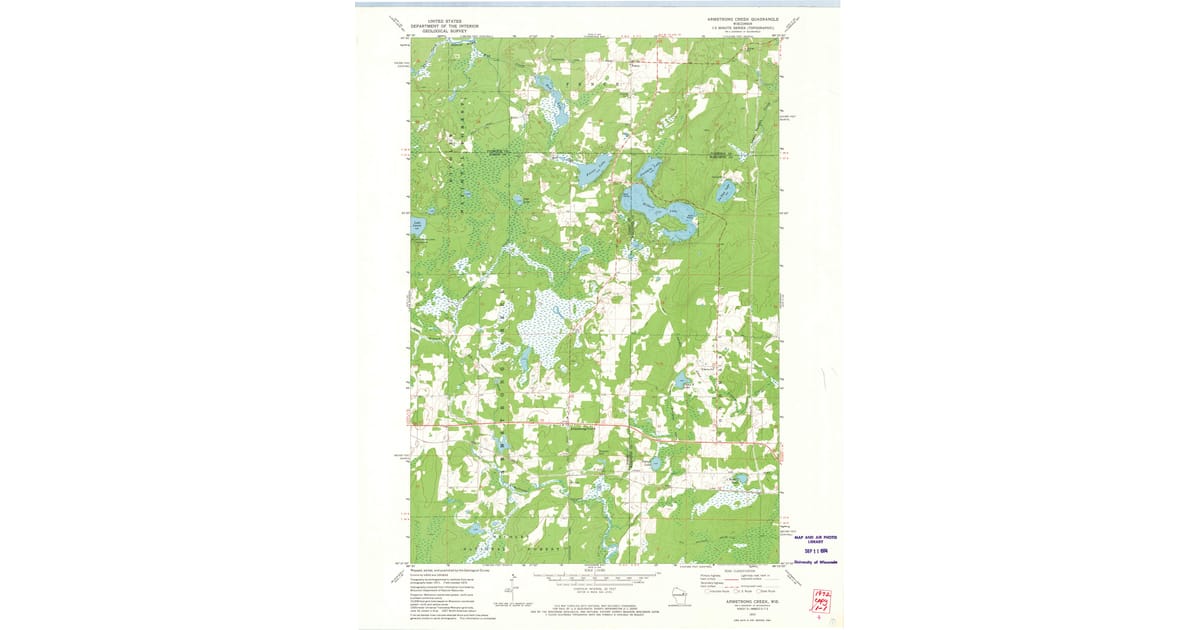 1972 Map of Armstrong Creek, Forest County, WI — High-Res | Pastmaps