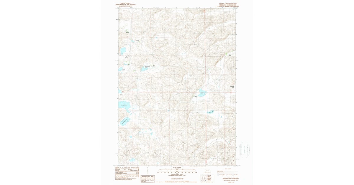 1989 Map of Arnold Lake, Sheridan County, NE — High-Res | Pastmaps