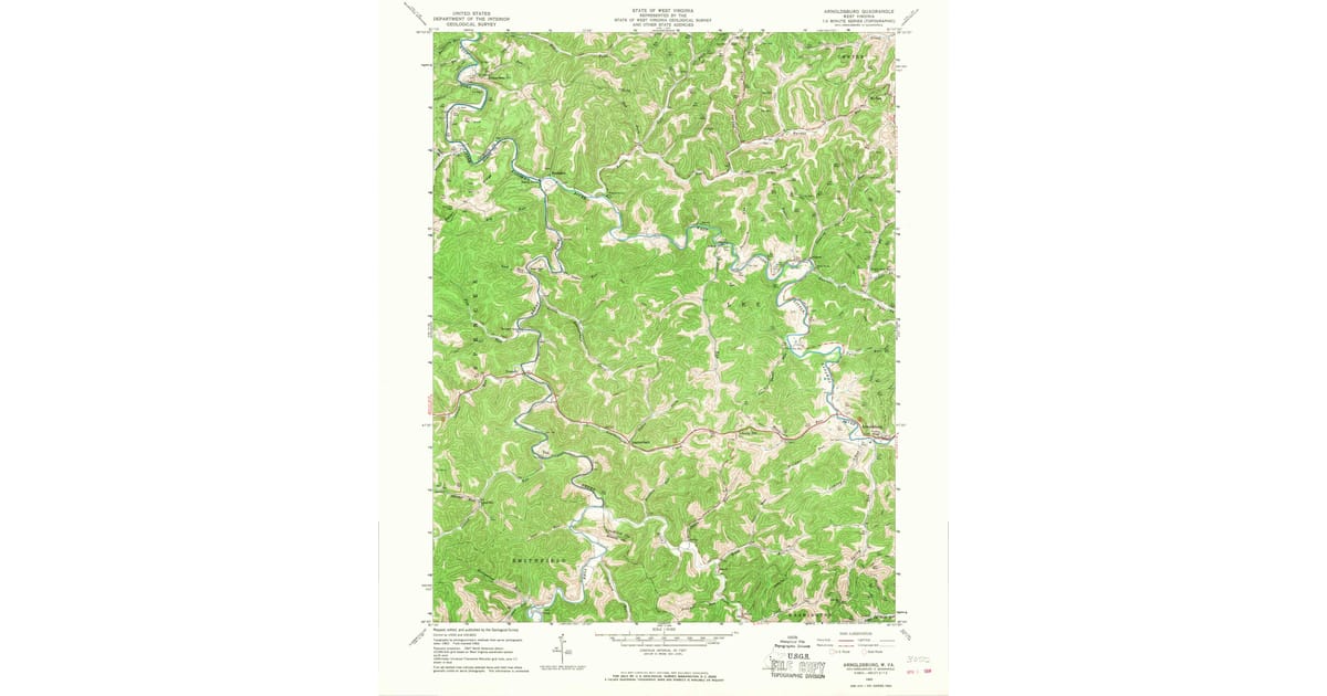 1965 Map of Arnoldsburg, Calhoun County, WV — High-Res | Pastmaps