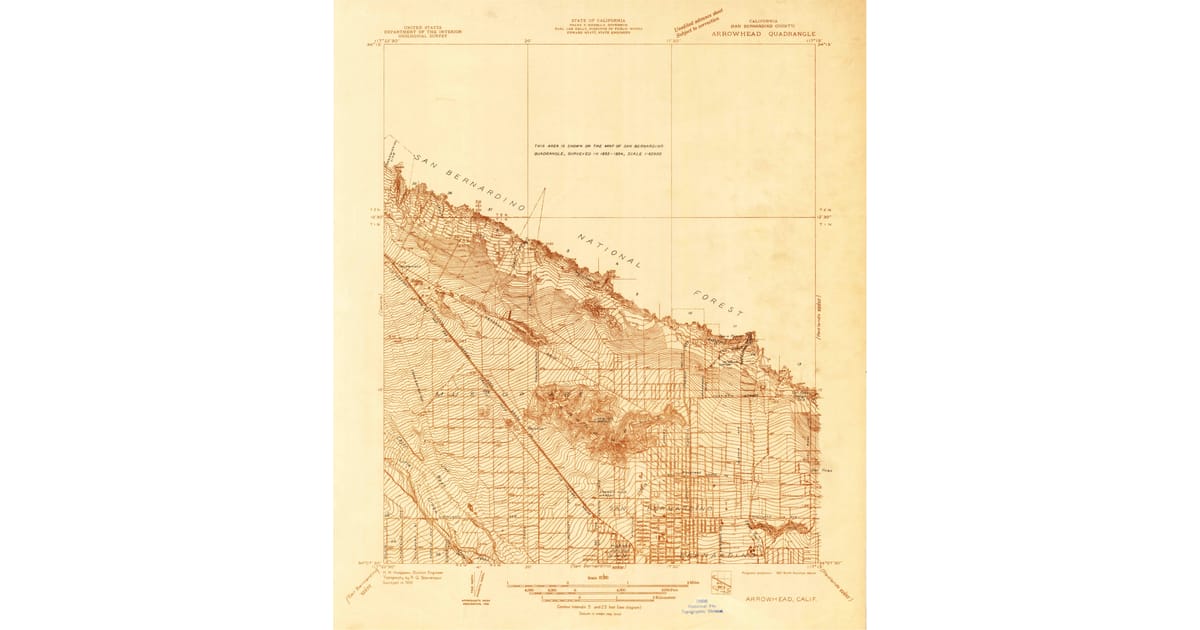 1936 Map of Arrowhead, San Bernardino County, CA — High-Res | Pastmaps