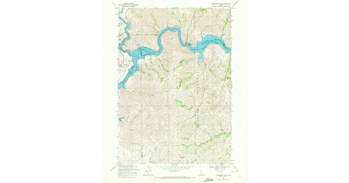 1969 Map of Arrowrock Dam, Elmore County, ID — High-Res | Pastmaps