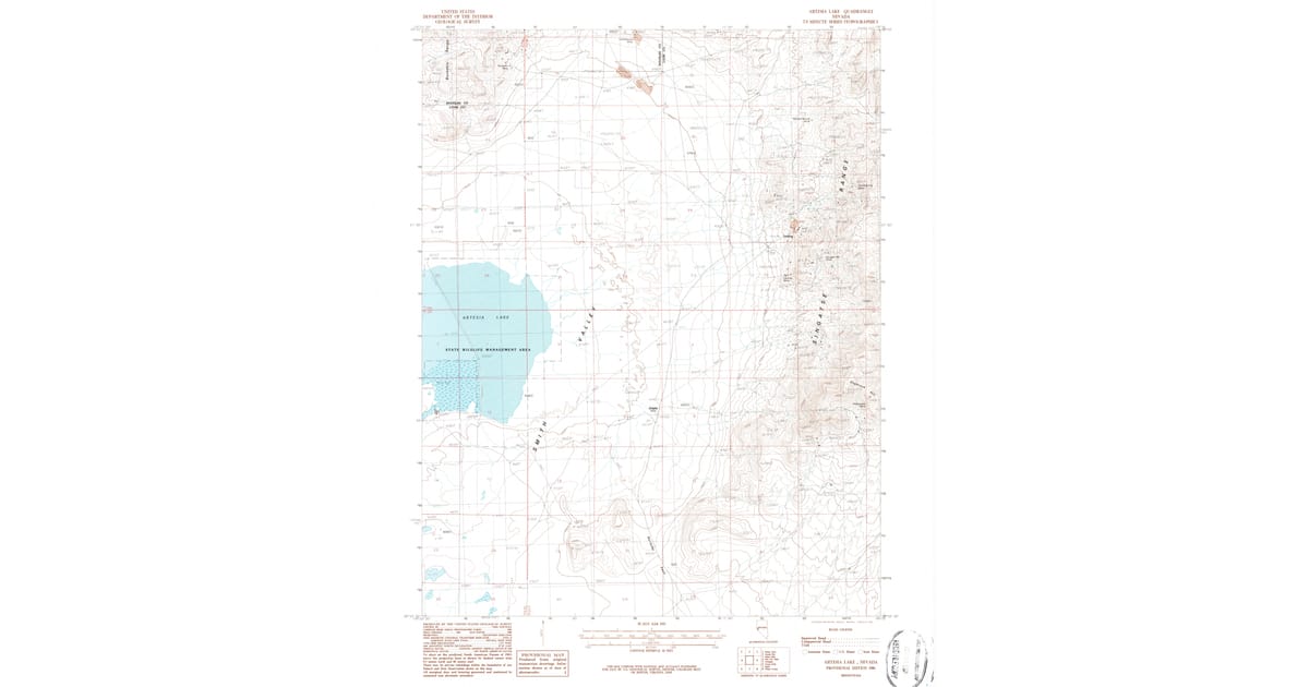 1986 Map of Artesia Lake, Lyon County, NV — High-Res | Pastmaps