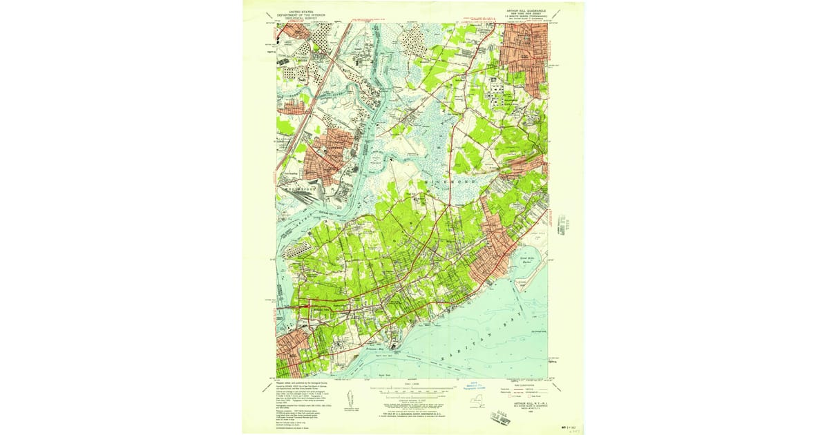 1955 Map of Arthur Kill, Richmond County, NY — High-Res | Pastmaps