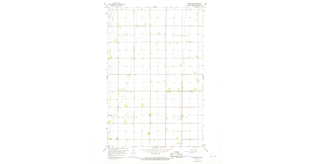 1966 Map of Arthur SE, Cass County, ND — High-Res | Pastmaps