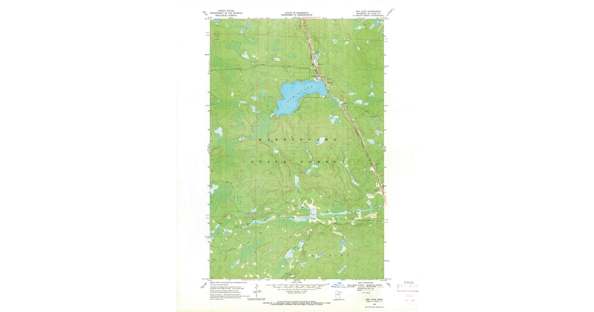 1968 Map of Ash Lake, St. Louis County, MN — High-Res | Pastmaps