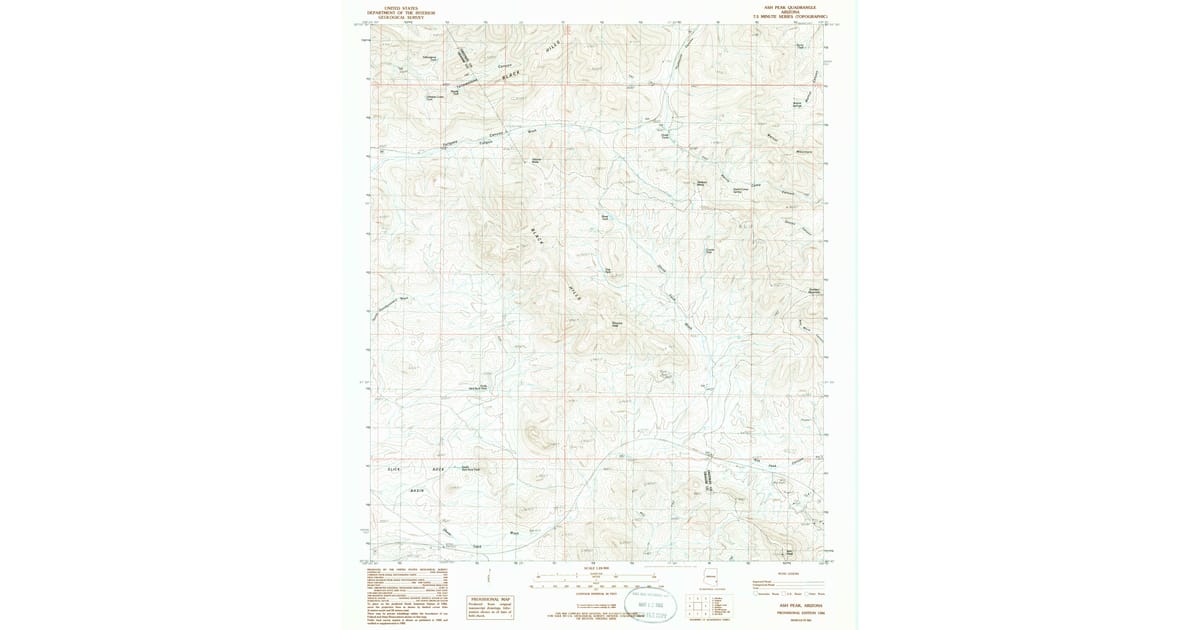 1986 Map of Ash Peak, Graham County, AZ — High-Res | Pastmaps