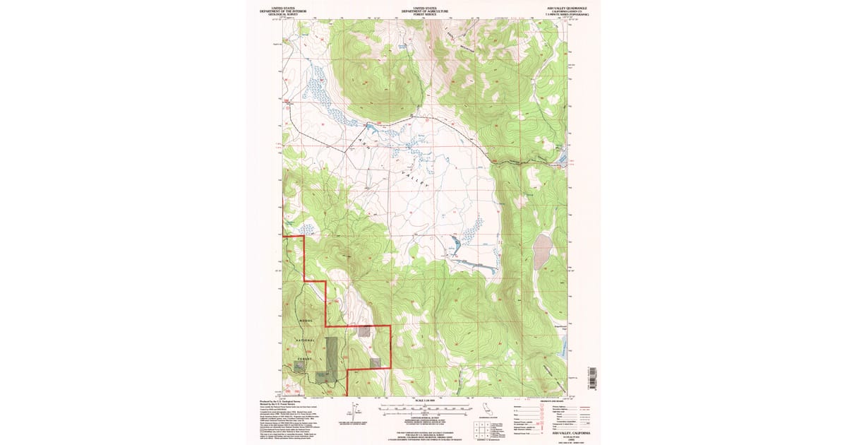 1993 Map of Ash Valley, Lassen County, CA — High-Res | Pastmaps