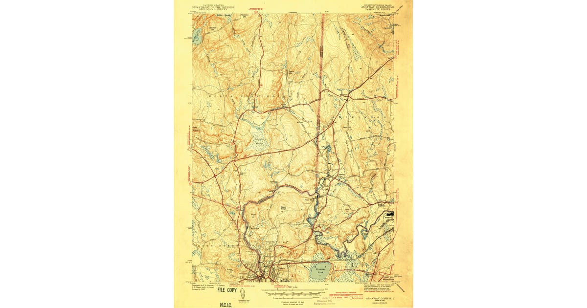 1943 Map of Ashaway, RI — High-Res | Pastmaps