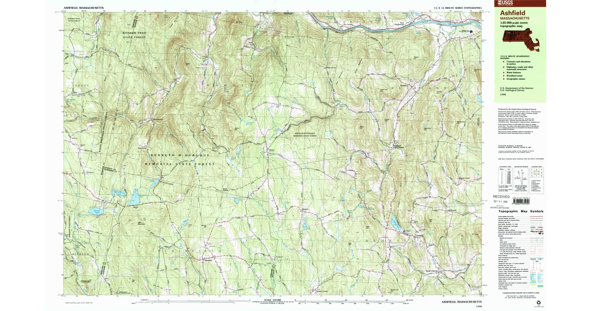 1998 Map of Ashfield, Franklin County, MA — High-Res | Pastmaps