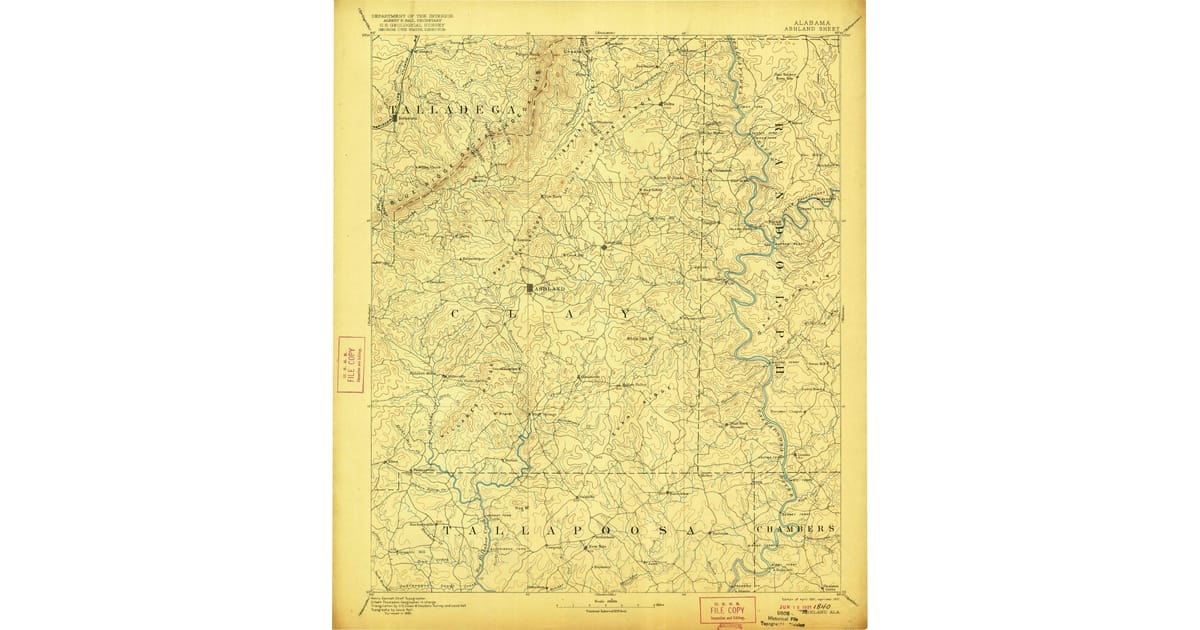 1891 Map of Ashland, AL — High-Res, 1921 Print | Pastmaps