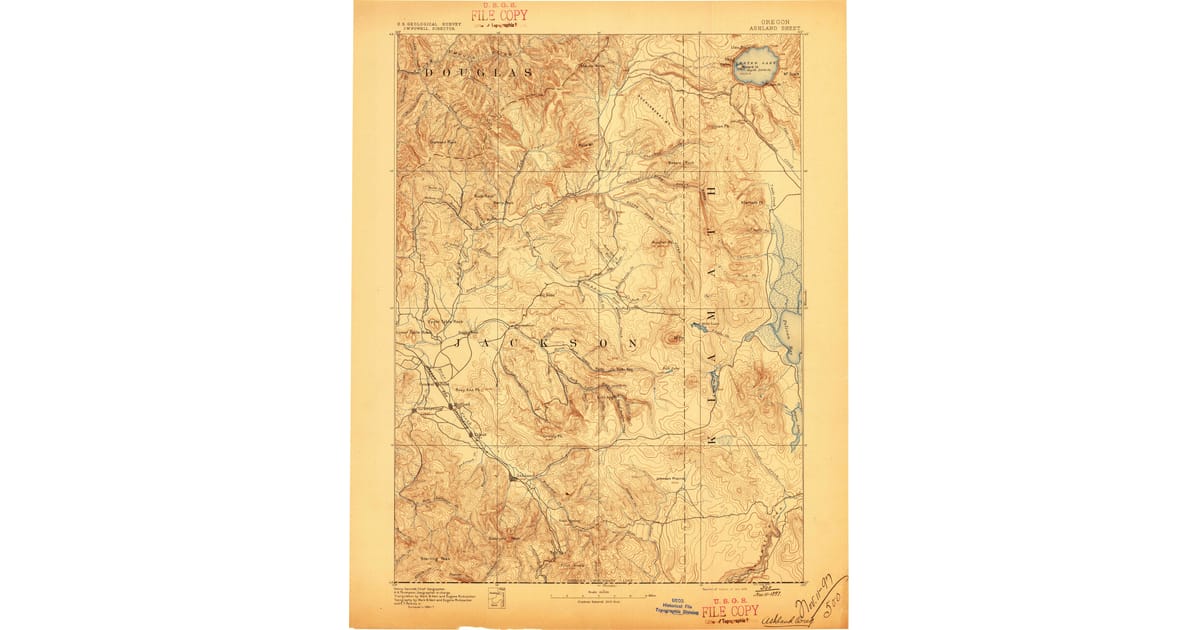 1893 Map of Ashland, OR — High-Res, 1897 Print | Pastmaps